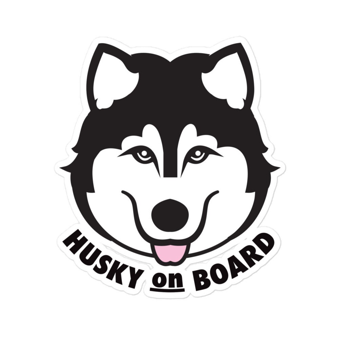 Husky on Board Sticker. Vinyl Laptop Glossy Kiss Cut Stickers, Bumper ...
