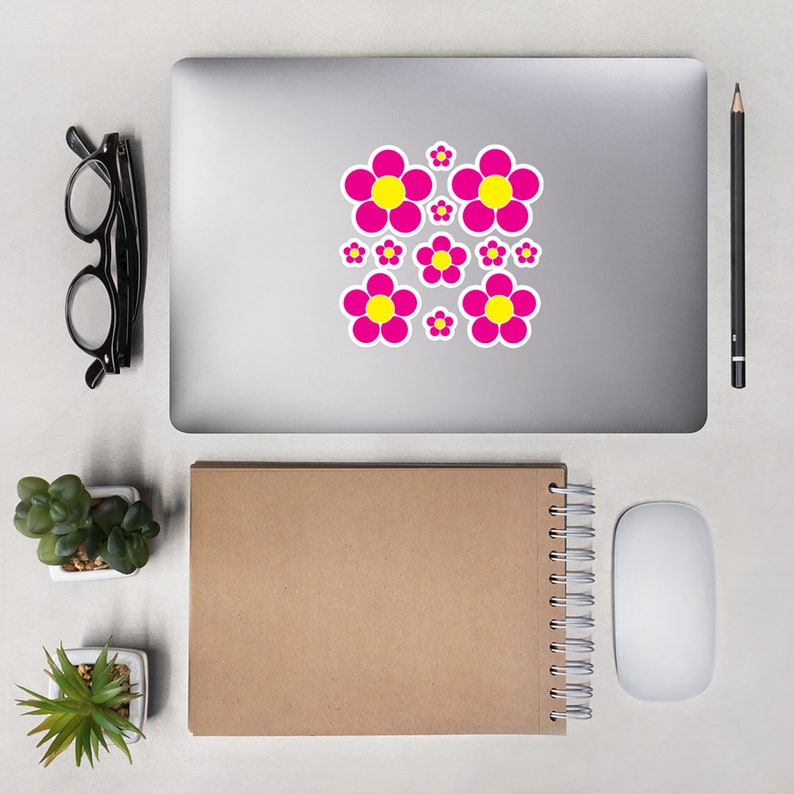 Pink Daisy Vinyl Stickers, Kiss-cut, Laptop Stickers, Water Bottle ...