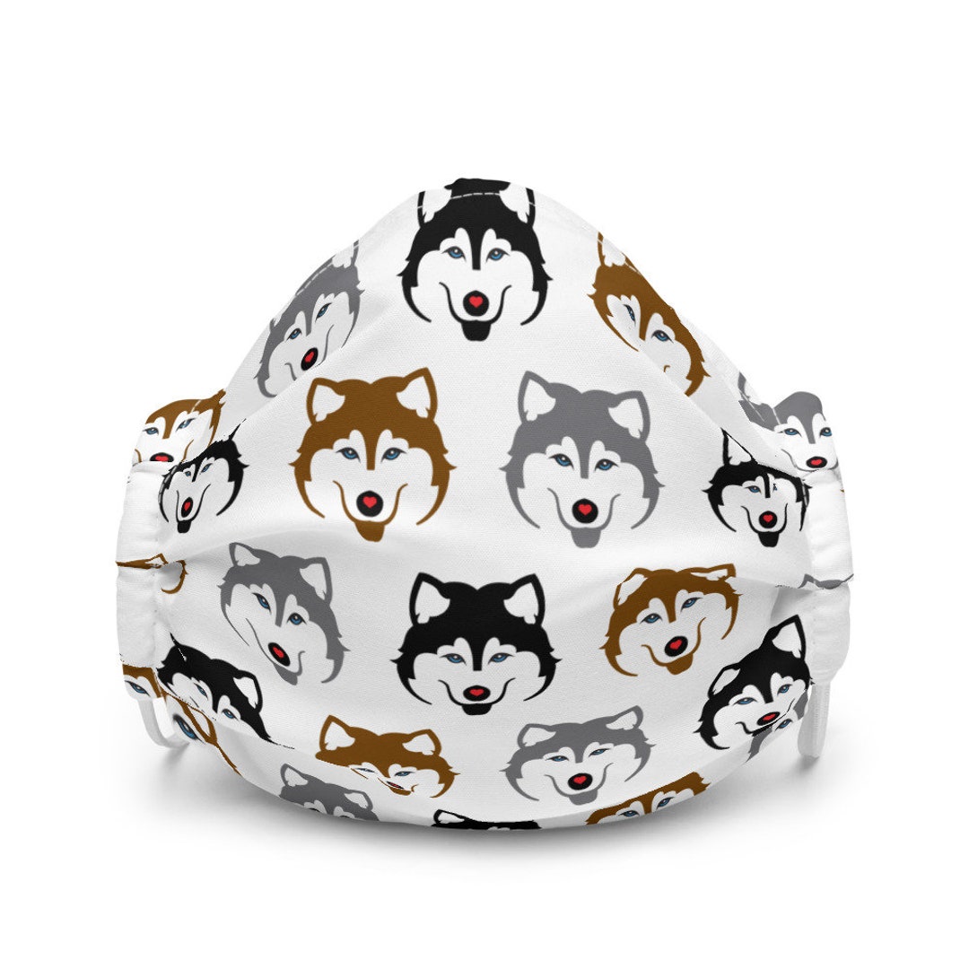 Siberian Husky Face Mask: Blue Eyes, Black, White, Red, Gray Dog - Etsy