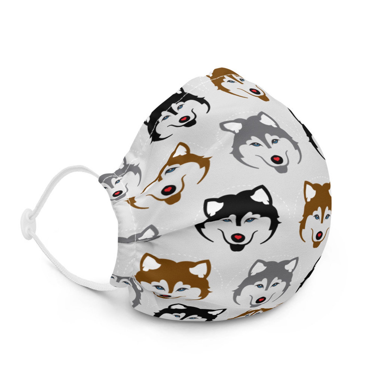 Siberian Husky Dog Face Mask Blue Eyes Black White Husky Dog | Etsy