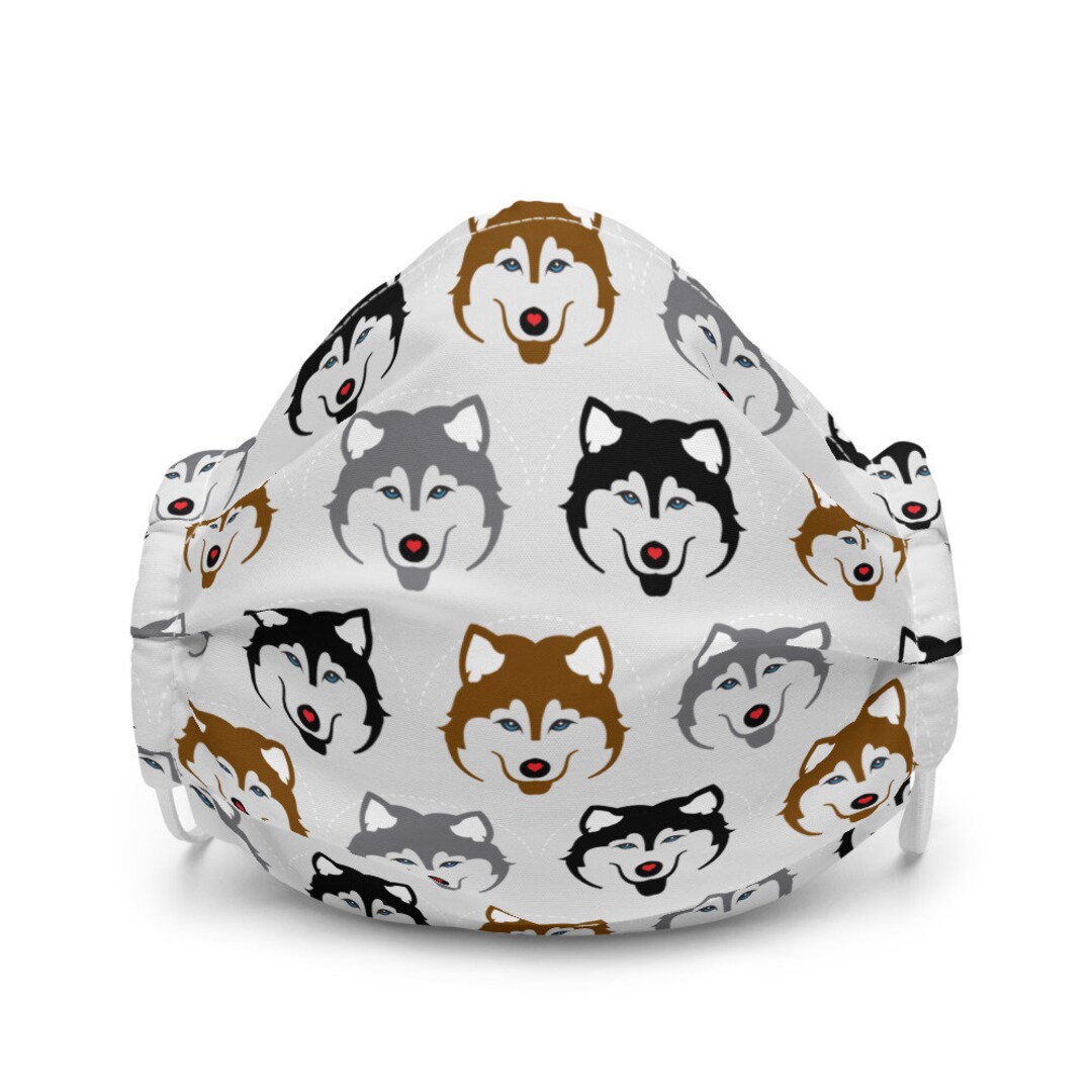 Siberian Husky Face Mask: Blue Eyes, Gray Background - Etsy