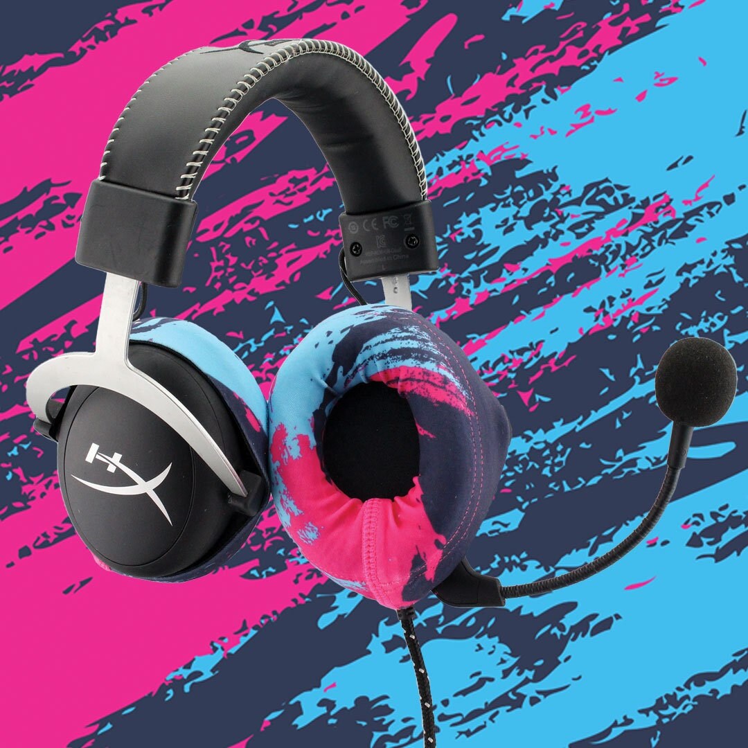 Magenta Splash Headset Cushion Covers for Hear Protection and Gaming ...