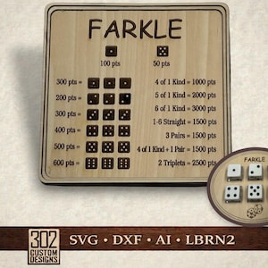 Farkle Board Game Laser Cut SVG File, Dice Tray & Box Template, DIY ...