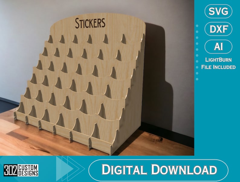 Sticker Display Stand SVG | 36 Slot Laser Cut Retail Display for Craft ...