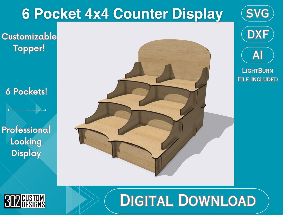 6 Pocket Retail Counter Display Stand - 4x4 Inch Pockets for Coasters ...