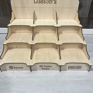 9 Pocket Retail Coaster Counter Display Stand, 4x4 Inch Pockets - Laser ...