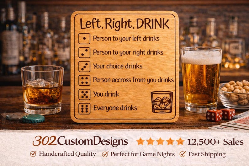Left Right Drink SVG | Dice Drinking Game Laser File | Party Game Sign ...