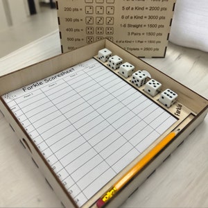 Farkle Dice Tray SVG | Fun Travel Game | Laser Cut File With Scorecard ...