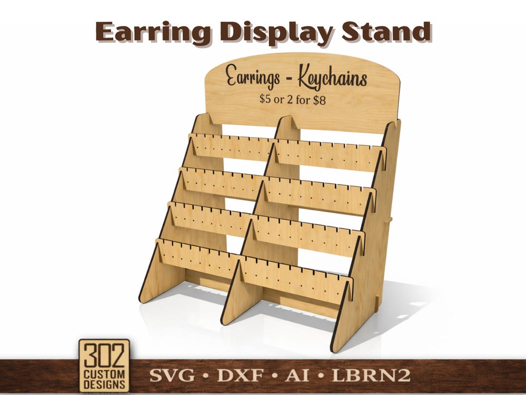 Earring Display Stand: Laser Cut SVG File With Lightburn - Etsy