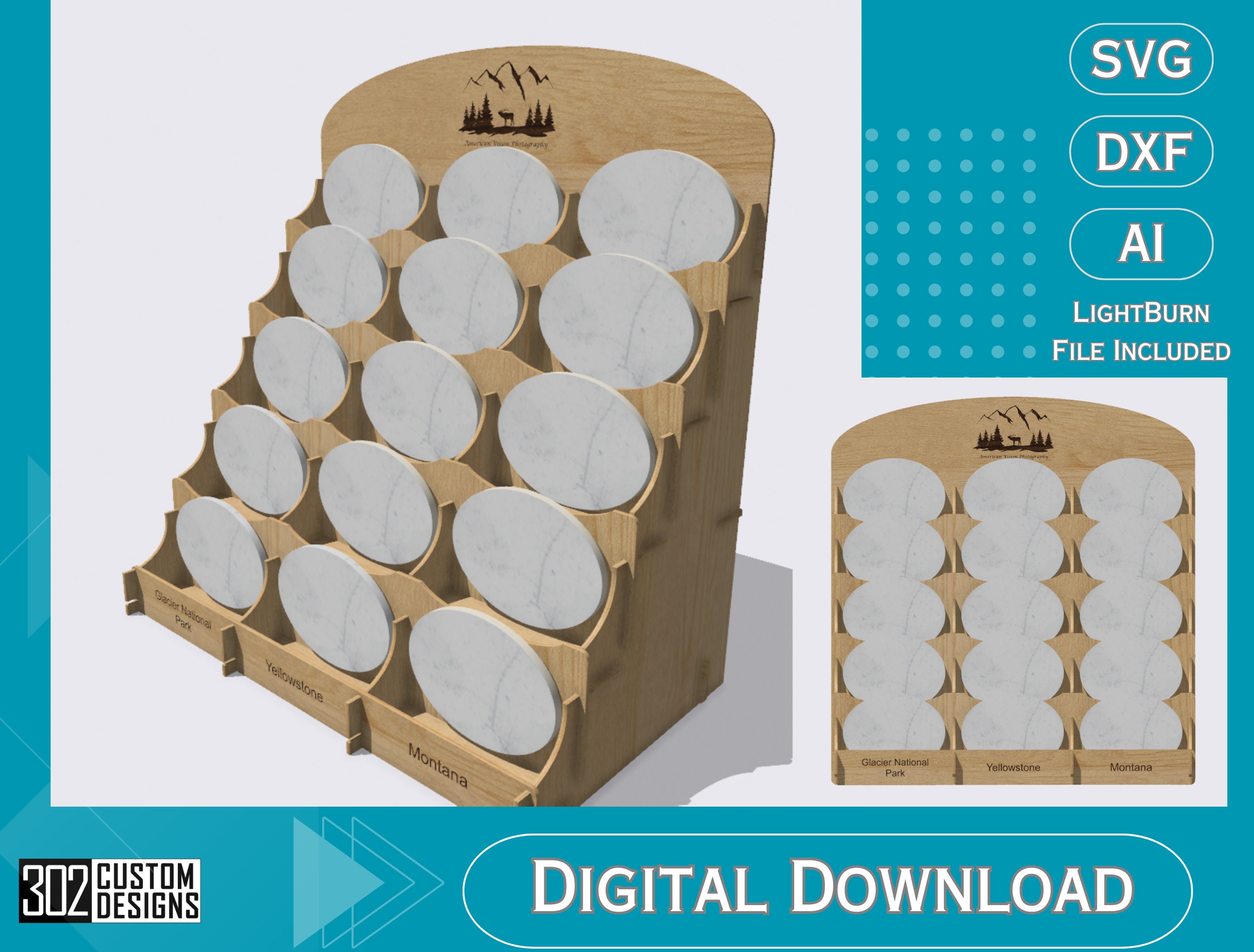 Oval Sticker Display Stand SVG: 15 Pocket Retail Display (digital File ...