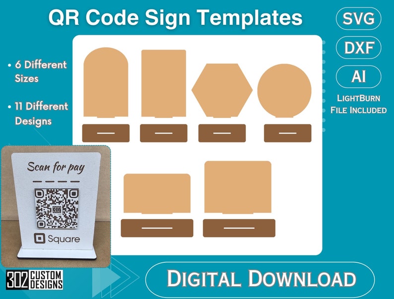 QR Code Payment Sign Templates: Laser Cut SVG, Lightburn File (digital ...