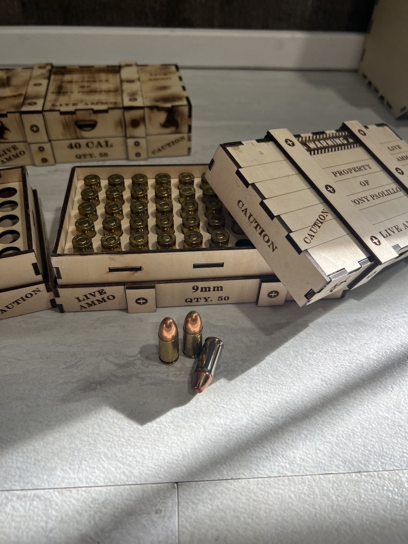 Set of 2 Ammo Crate Box SVG Files, 9mm Bullet Holder Box, 380 Ammo ...