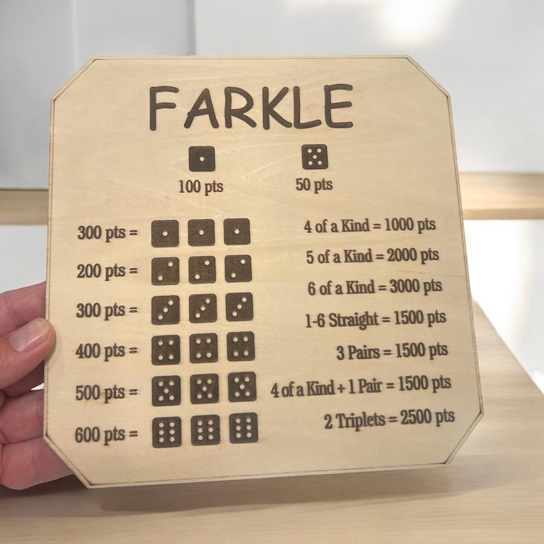 Farkle Play Board, With FREE Scoresheet - Family Game Night - Laser CUT ...