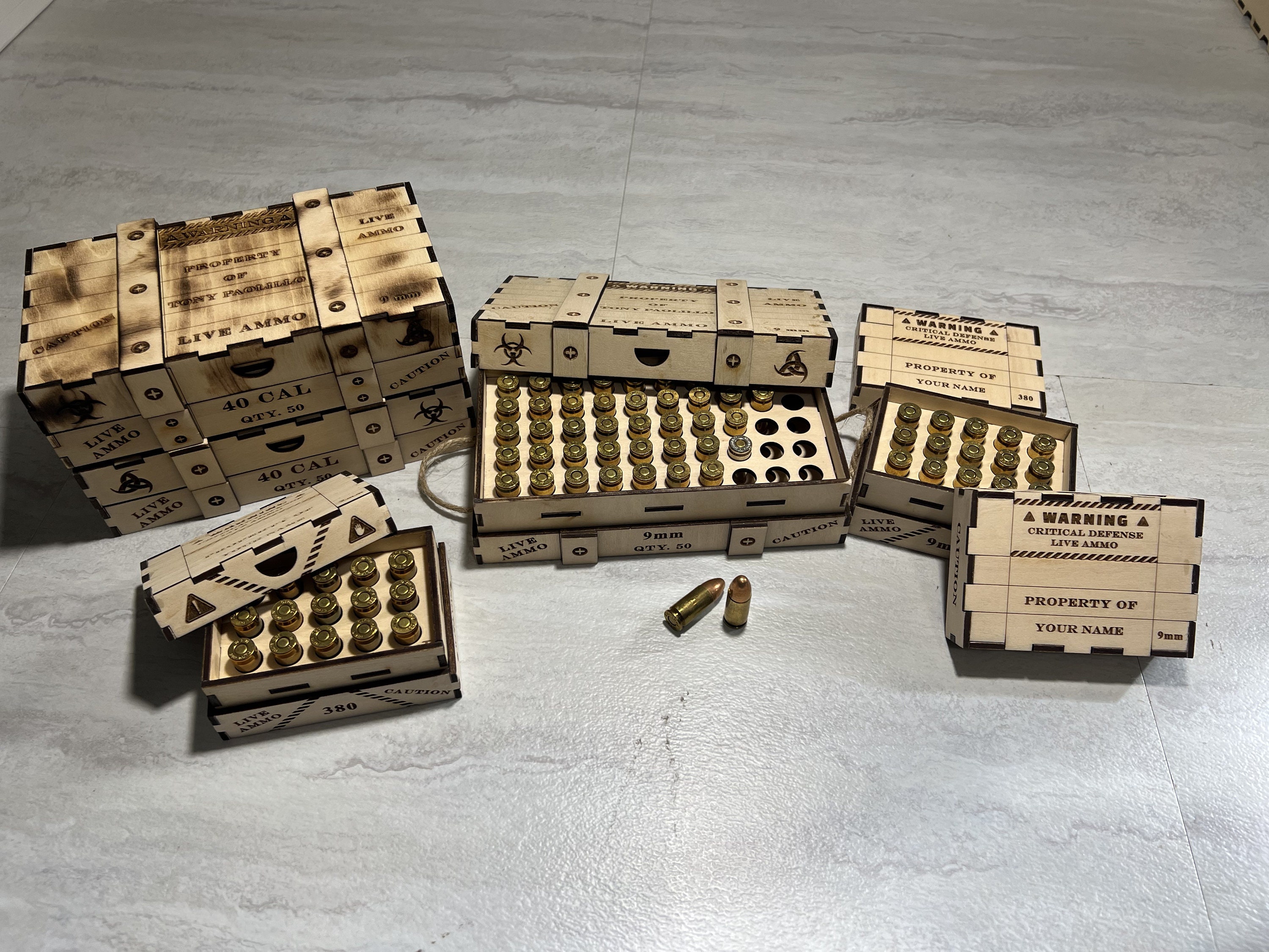 Set of 2 Ammo Crate Box SVG Files, 9mm Bullet Holder Box, 380 Ammo ...