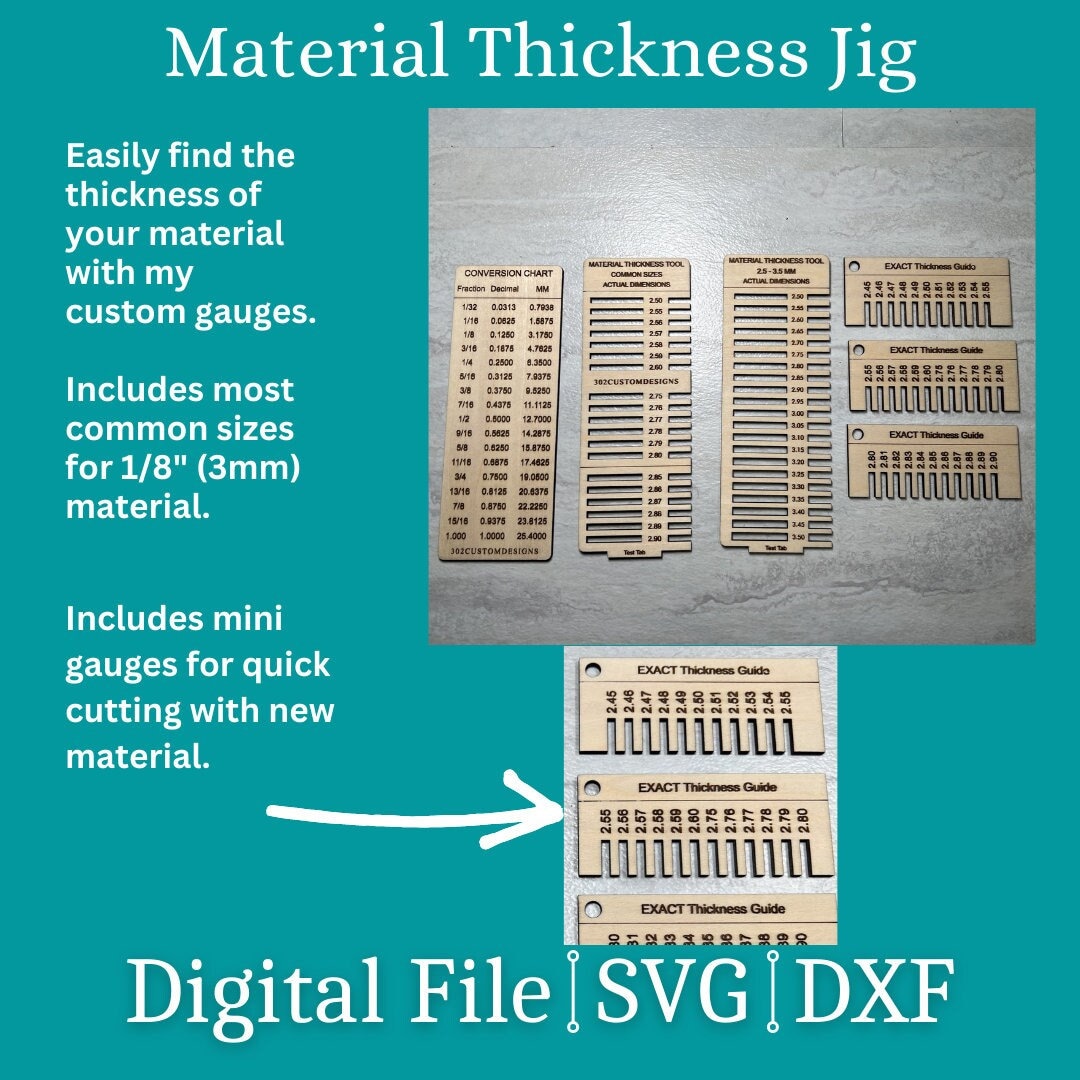 Material Wood Thickness Gauge Laser CUT SVG Glowforge - Etsy Australia