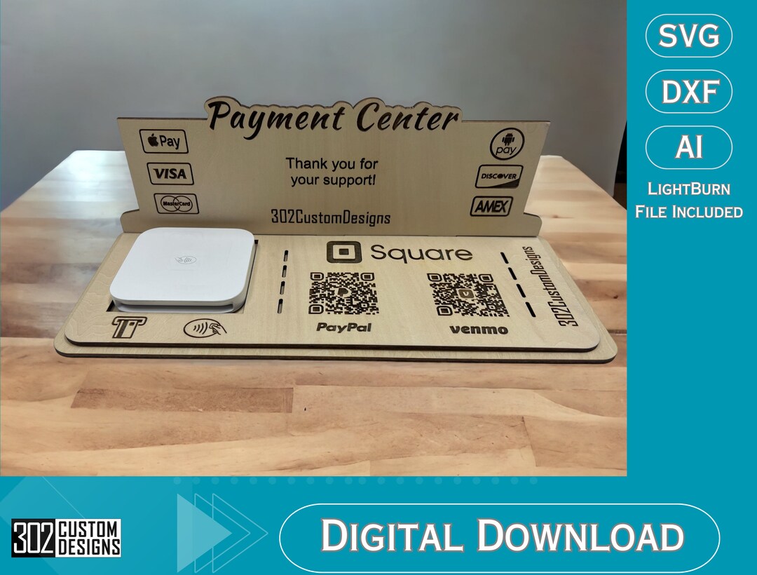 Payment Sign Display Stand- QR Code, Square or Shopify Reader and ...