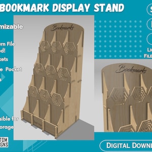 12 Pocket Bookmark Display Stand, SVG DXF File, Lightburn File Included ...