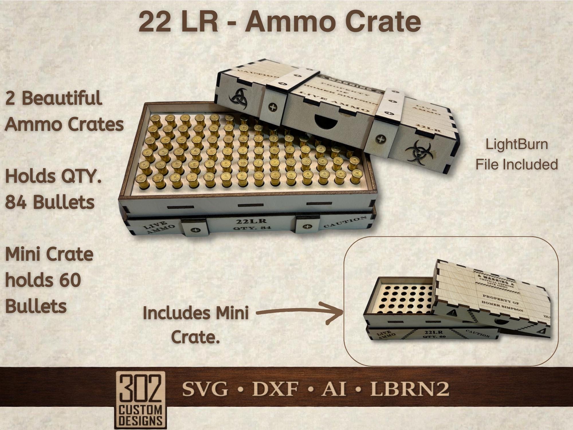 Ammo Crate Box - 2 Boxes - 22LR - Bullet Holder Box - Laser CUT - SVG ...
