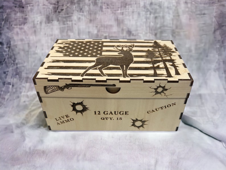 Ammo Crate Box - 12 Gauge Shotgun Shells - Bullet Holder Box - Laser ...