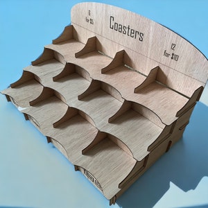 Extra Wide Retail Coaster Counter Display Stand, 12 - 4x4 Inch Pockets ...