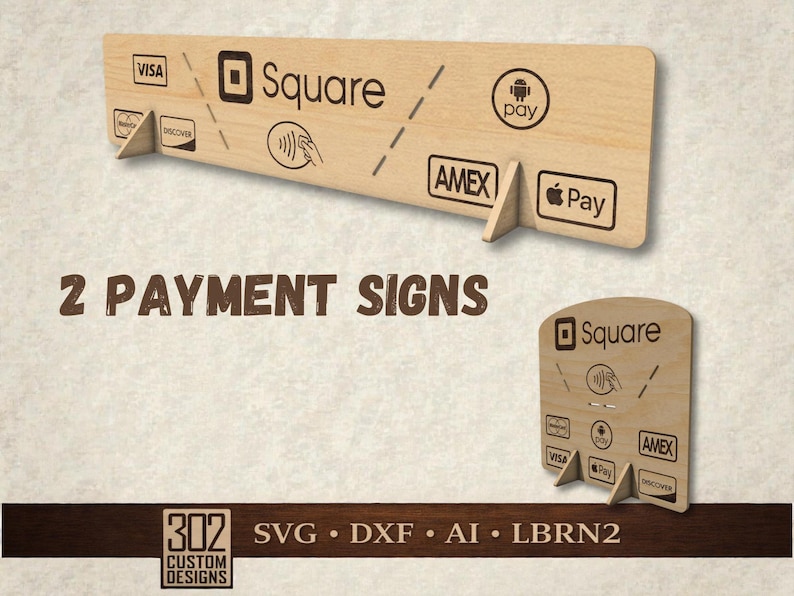 Payment Sign Display Stands: Square, Shopify SVG Laser Cut File ...