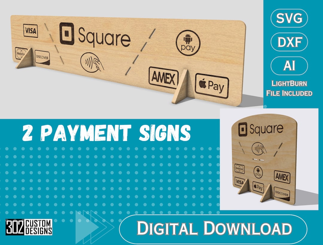Payment Sign Display Stands - Square, Shopify and More - Laser CUT ...