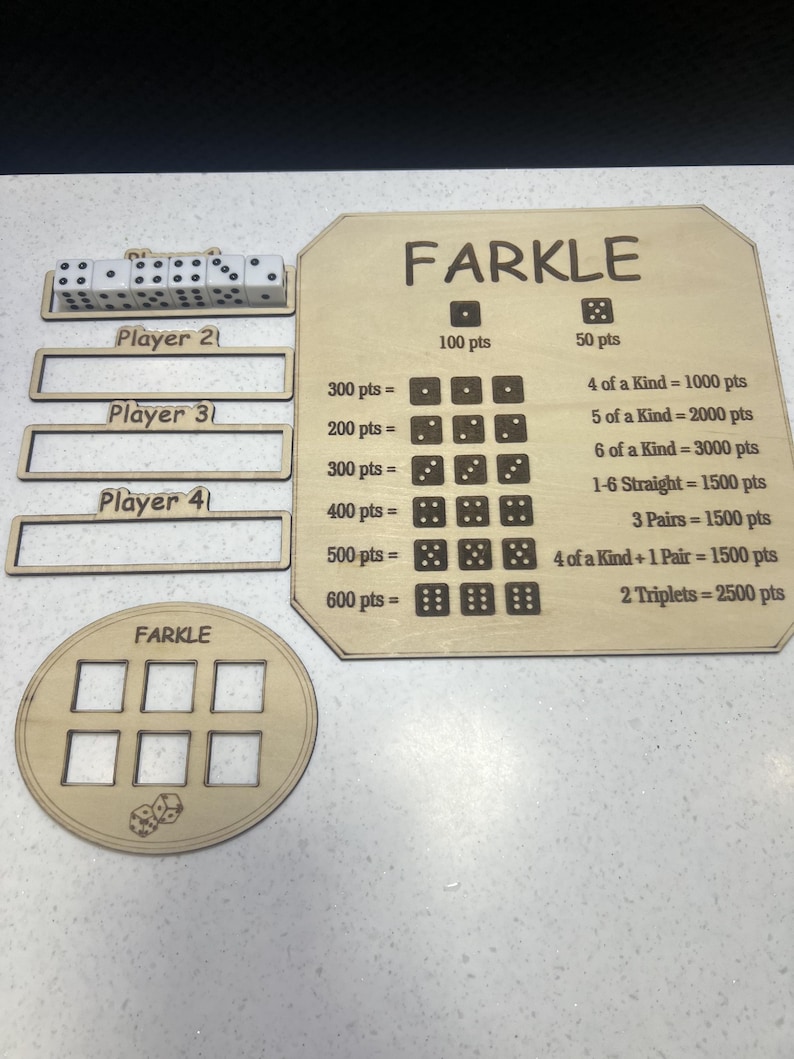 Farkle Play Board, With FREE Scoresheet - Family Game Night - Laser CUT ...