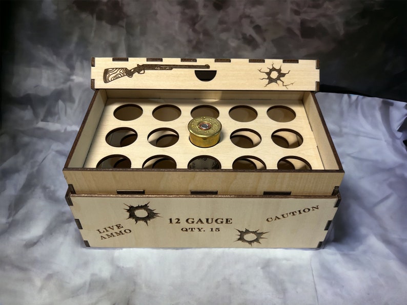 Ammo Crate Box - 12 Gauge Shotgun Shells - Bullet Holder Box - Laser ...