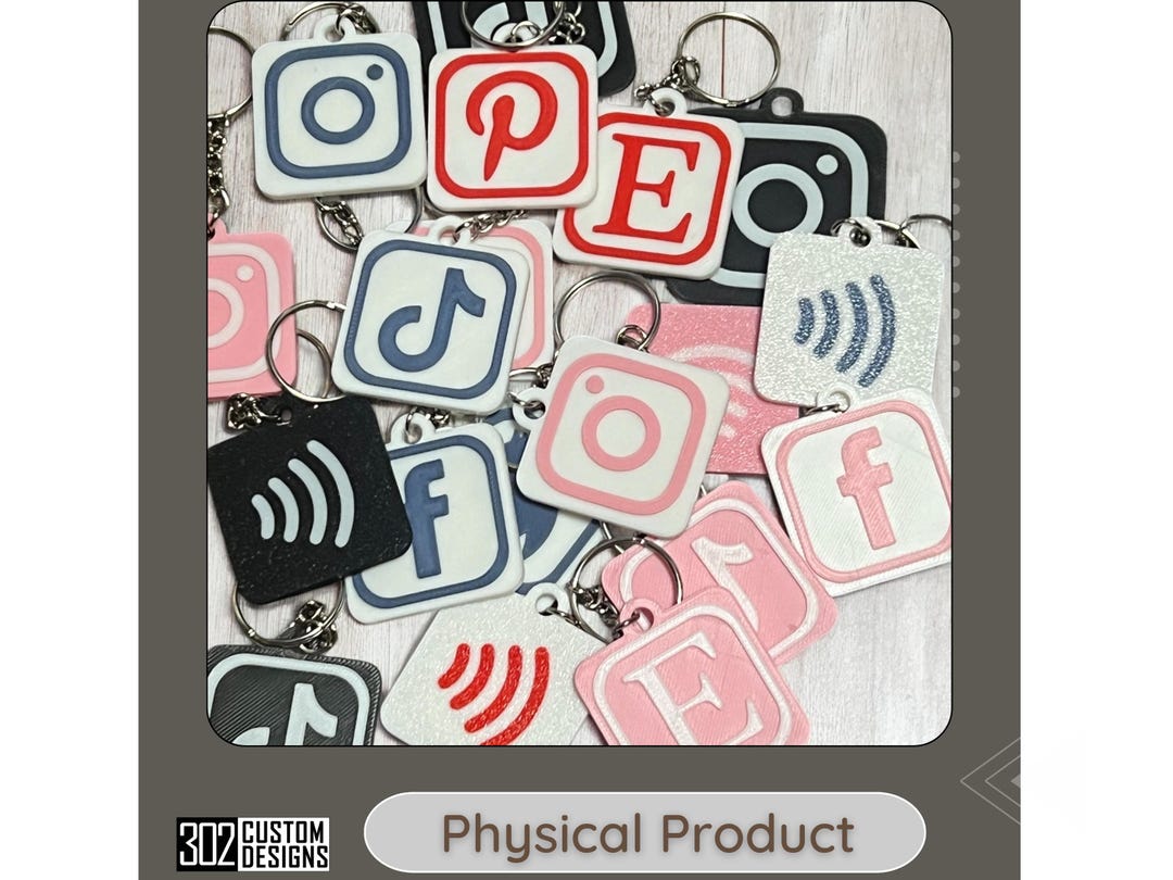 NFC Enabled Social Keychain – Social Media – Compact Keychain – 3D Printed – Facebook, Instagram ...