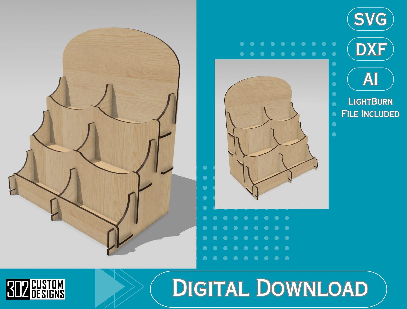 Retail Counter Display Stand: 6-pocket SVG Laser Cut File (digital File ...