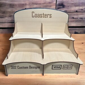 4 Pocket Retail Coaster Counter Display Stand - Laser CUT - SVG ...