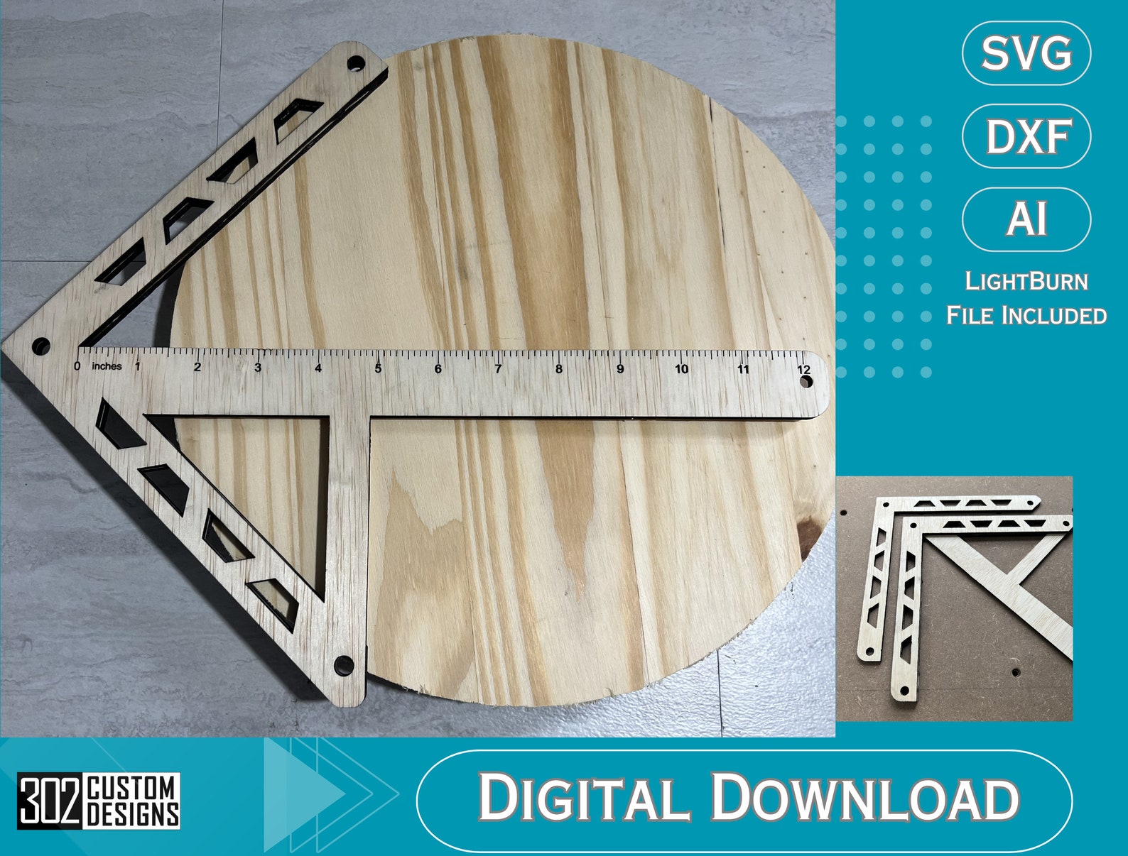 Center Finder Jig Template SVG, Laser Cut Grid, Centering Ruler Digital ...