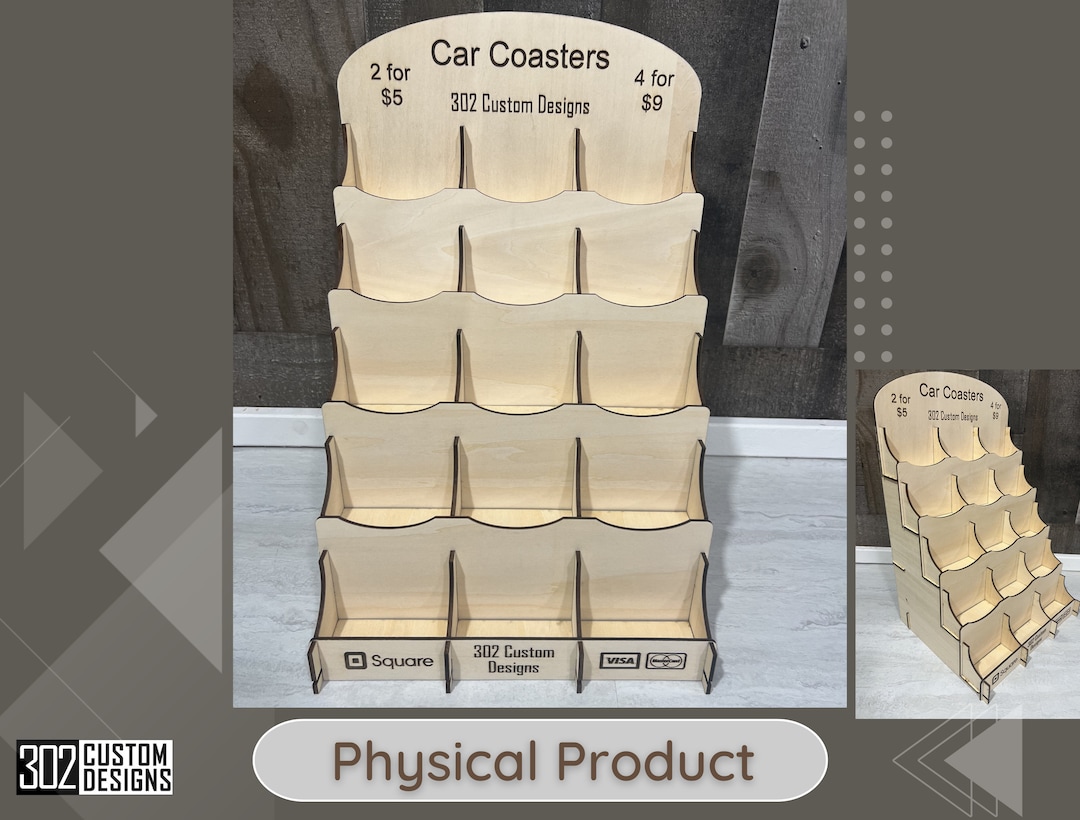 15 Pocket Retail Counter Display Stand Car Coasters or Anything 3 to 4. ...