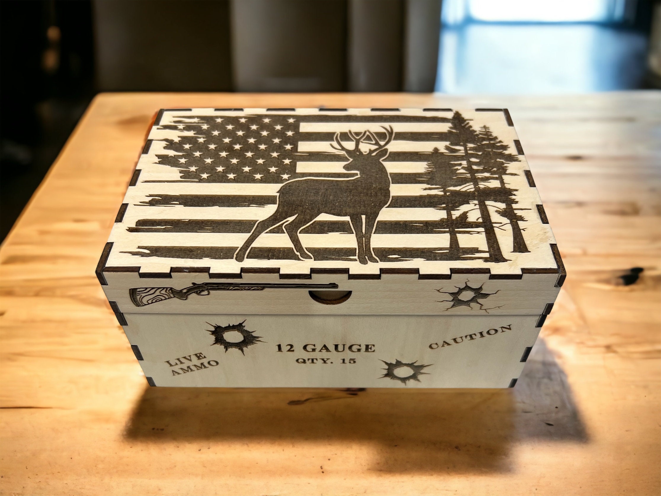 Ammo Crate Box - 12 Gauge Shotgun Shells - Bullet Holder Box - Laser ...