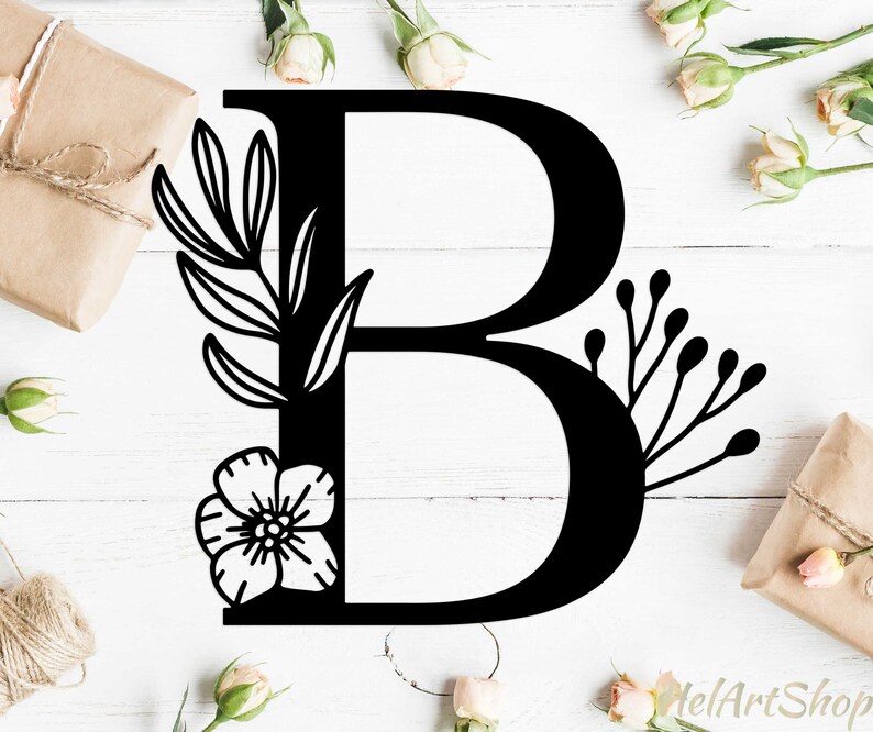 Alphabet svg Floral letter B svg wedding monogram svg | Etsy