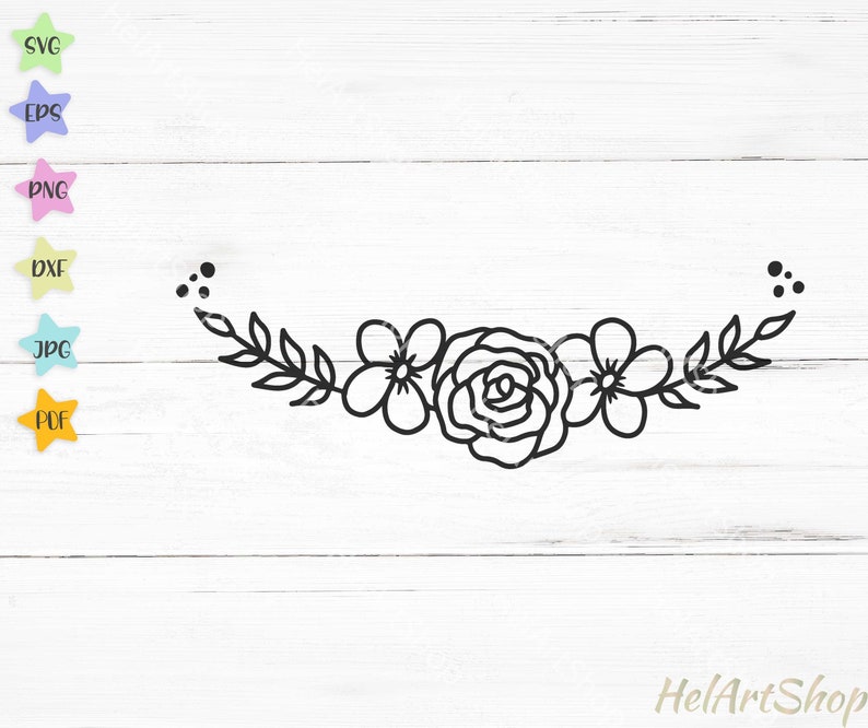 Flourish svg Flower border svg floral swag svg Floral | Etsy
