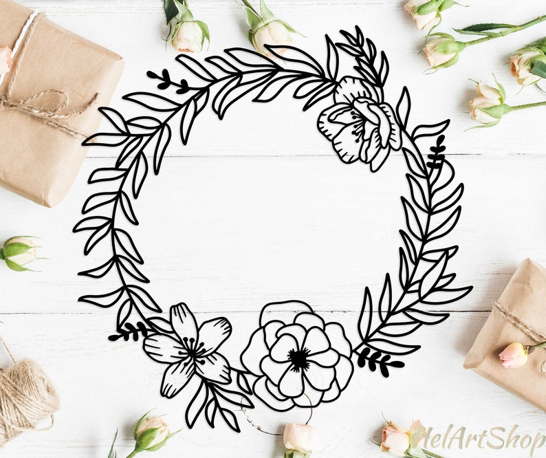 Svg de couronne florale svg de couronne de fleur svg floral | Etsy