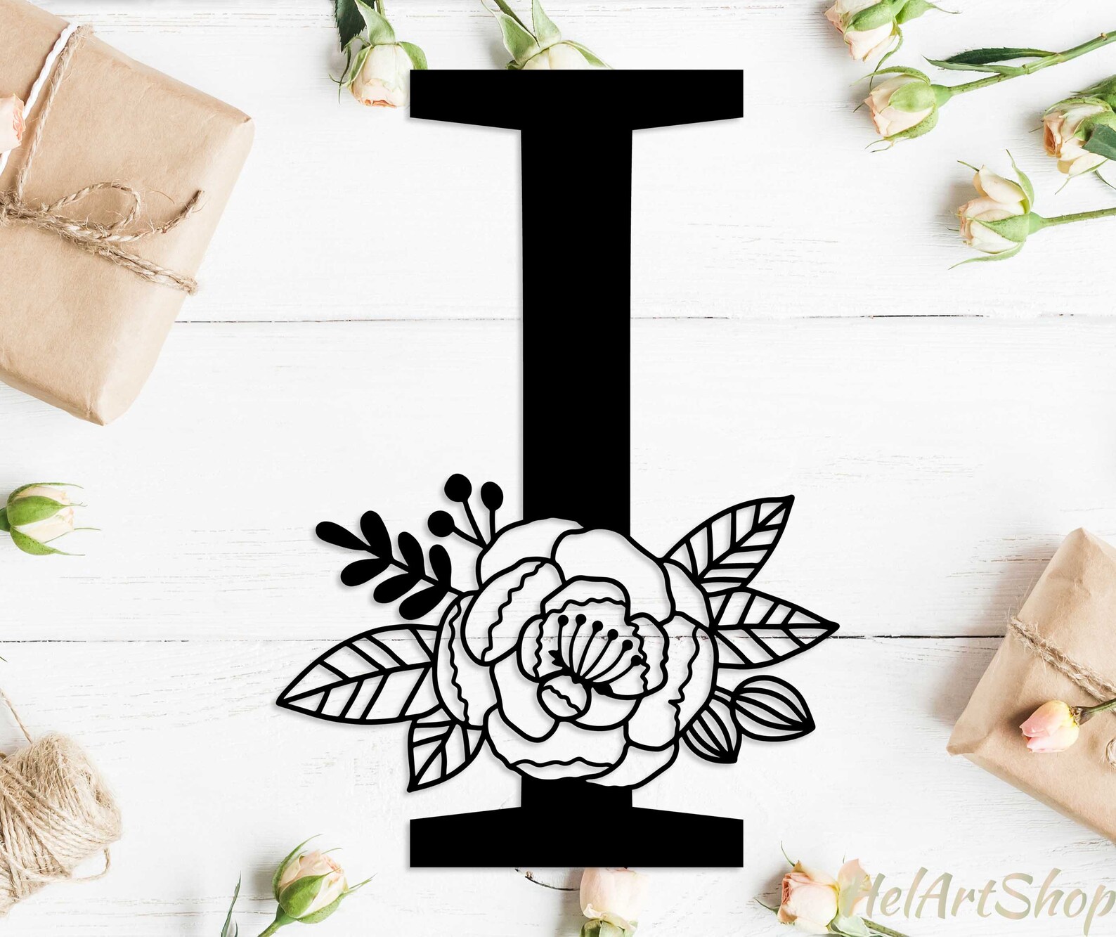 Floral letter I svg Floral font svg Floral alphabet svg | Etsy