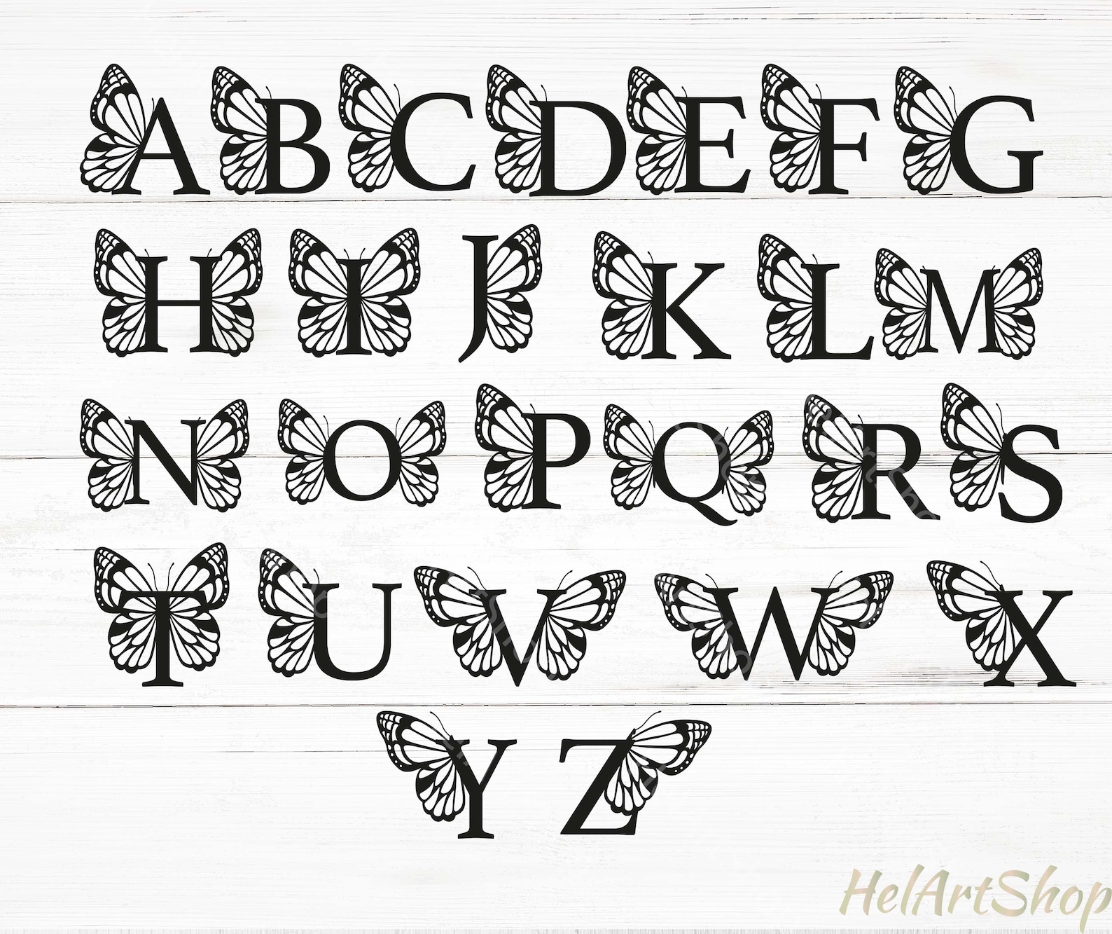 Butterfly Alphabet SVG Alphabet Bundle Svg Monogram Svg | Etsy