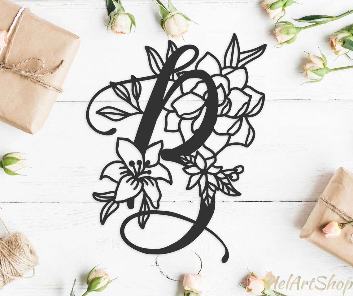 Letter B svg Monogram font svg Floral alphabet svg / cut | Etsy
