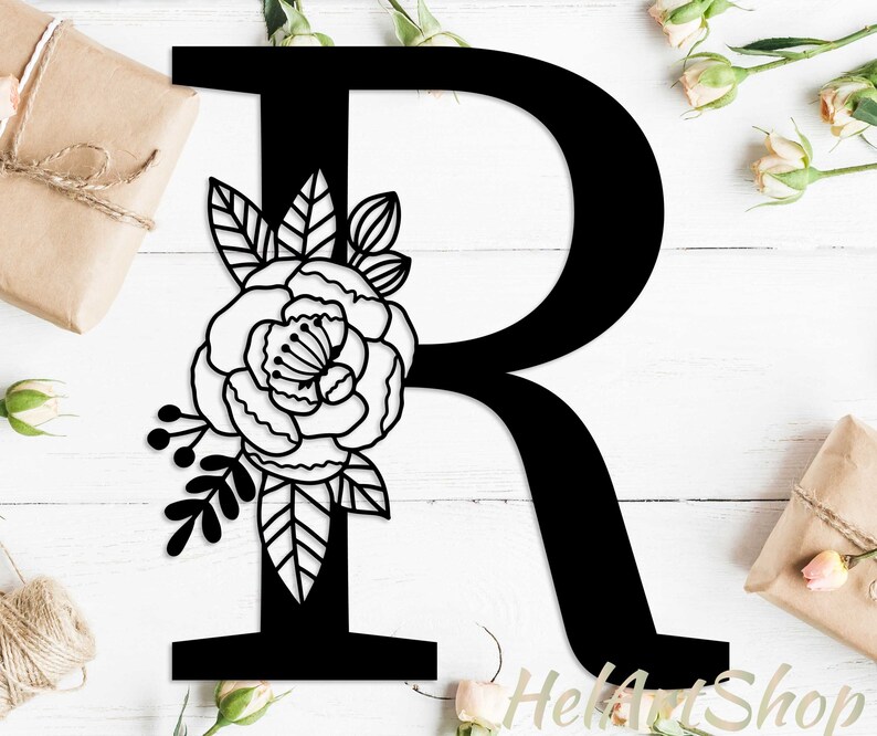 Floral letter R svg Floral font svg Floral alphabet svg | Etsy