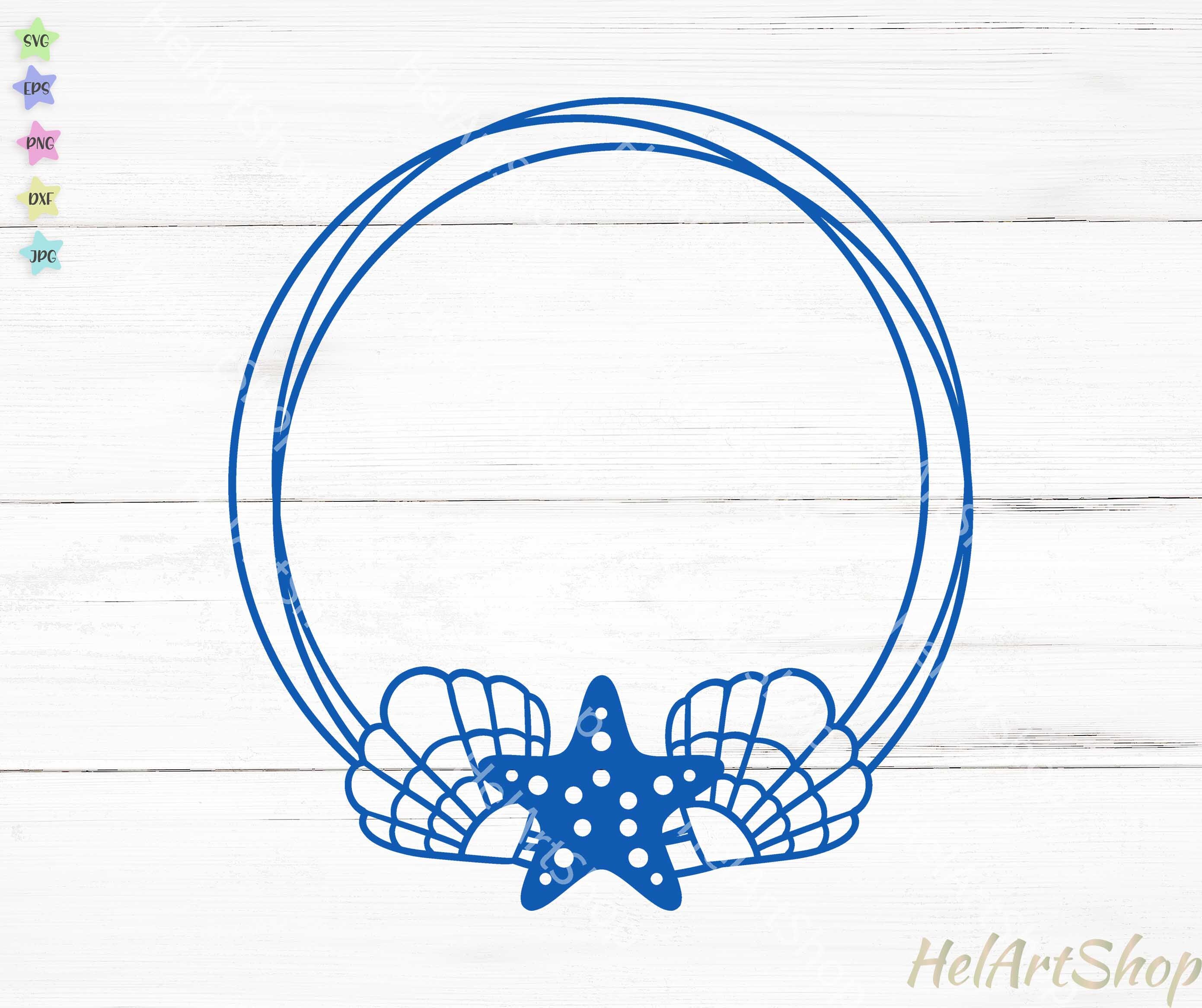Beach monogram svg Seashell frame svg starfish svg summer | Etsy