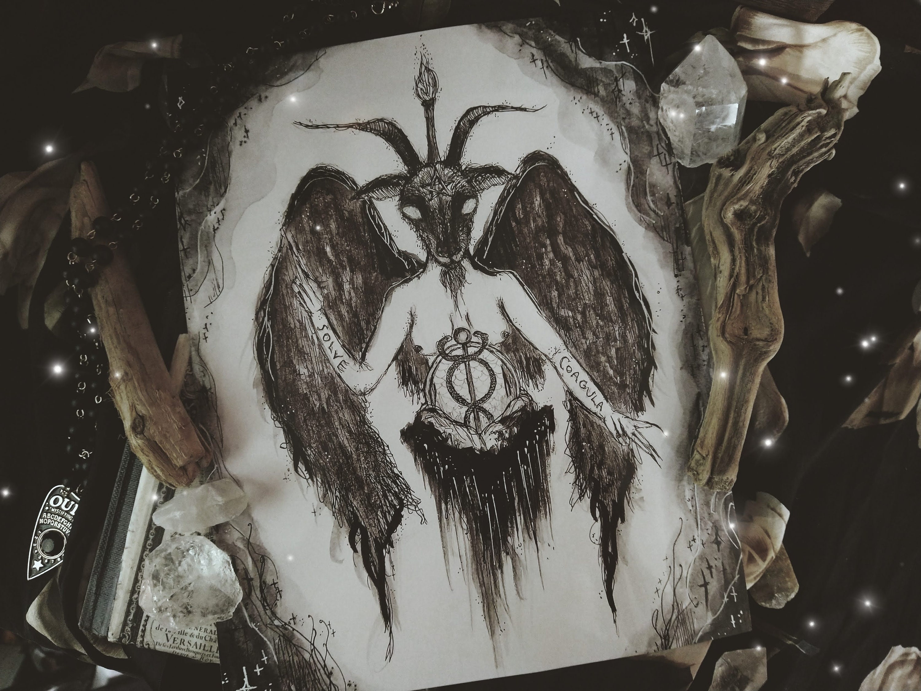 Art & Collectibles 4x6 Original Watercolor Painting Baphomet, Digital ...