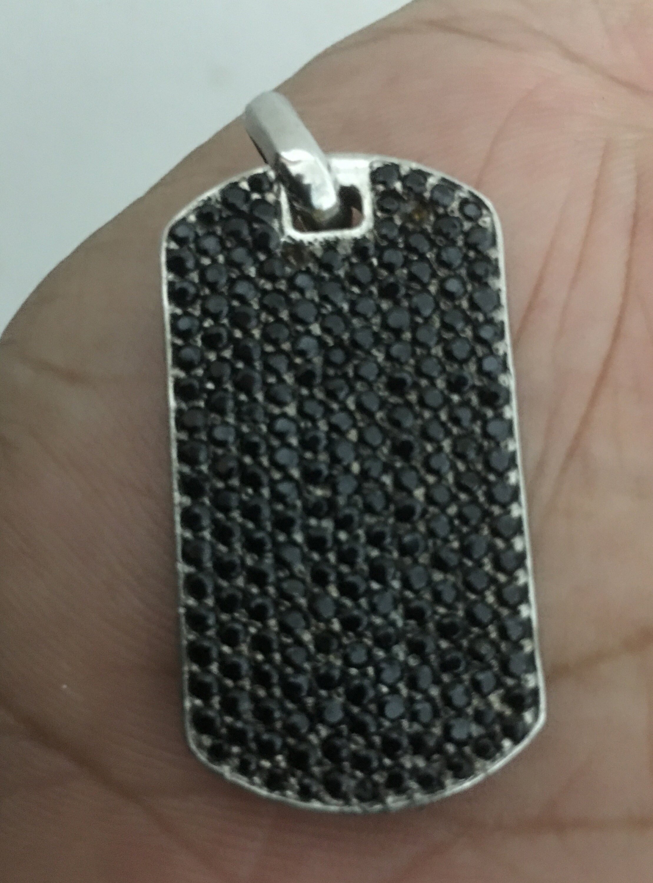 925 Sterling Silver Dog Tag Pendant Necklace 6.25ct Pave - Etsy