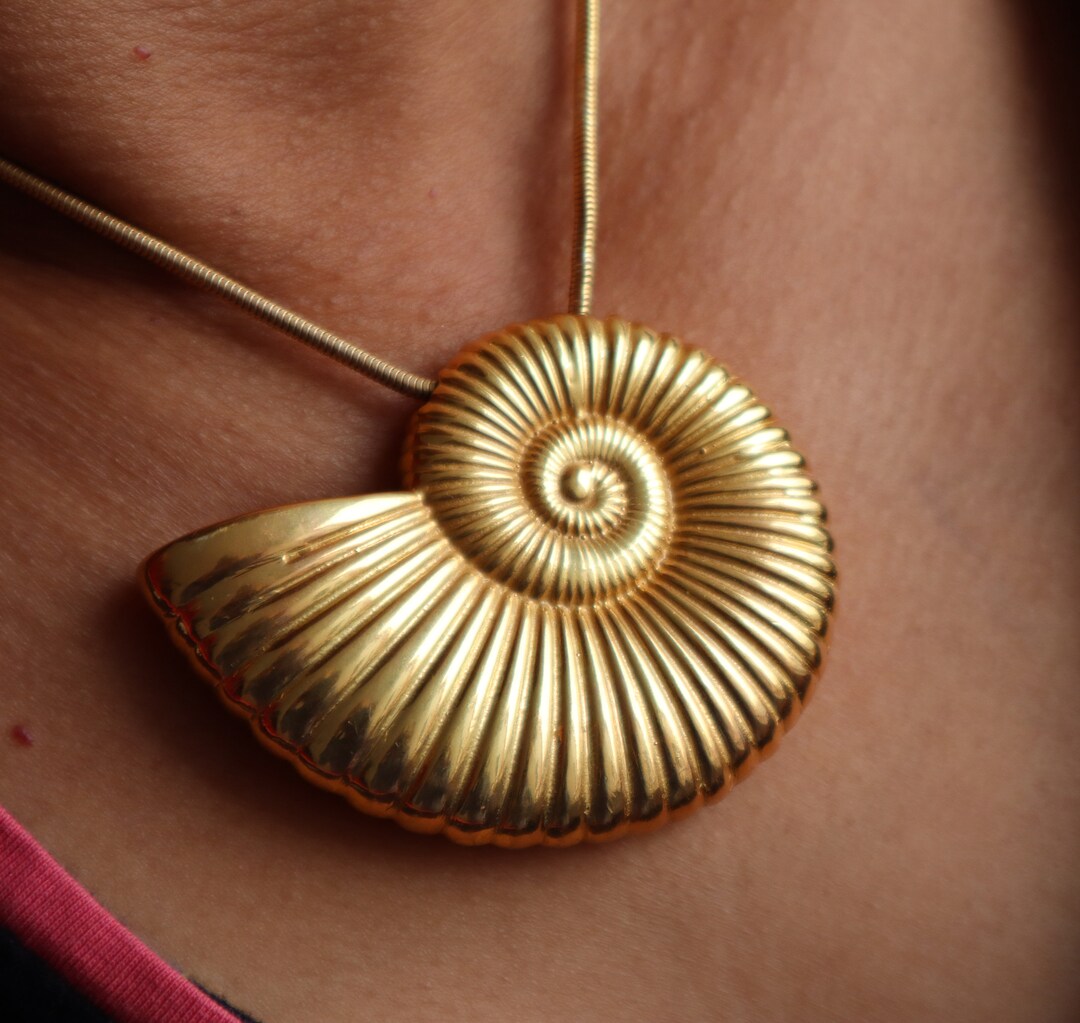 Big 2.5 Wider 18K Yellow Gold Vermeil Heavy 925 Sterling Silver Shell ...