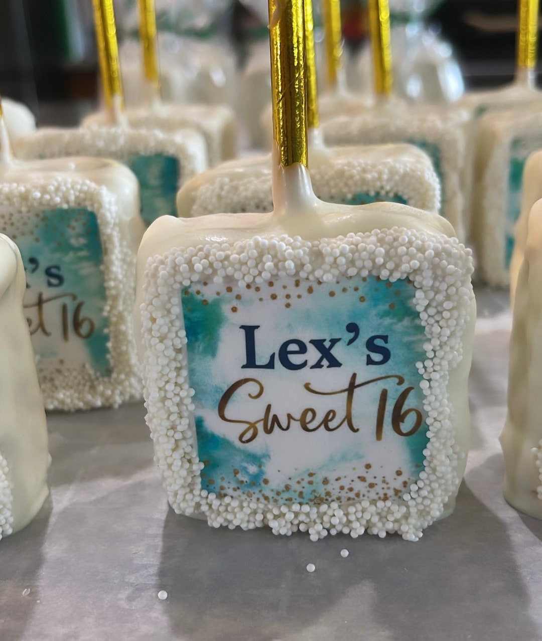 Personalized Rice Krispie Pops /birthday, Milestones, Baby Shower ...