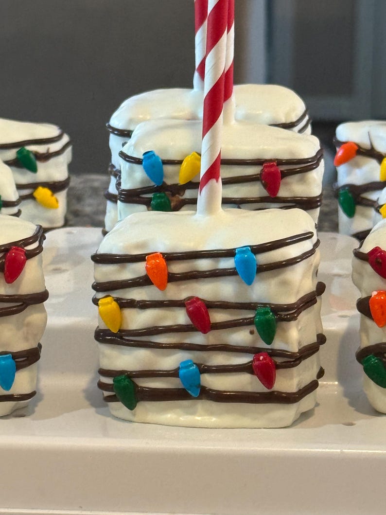 Christmas Lights Chocolate Dipped Rice Krispie Pops - Etsy