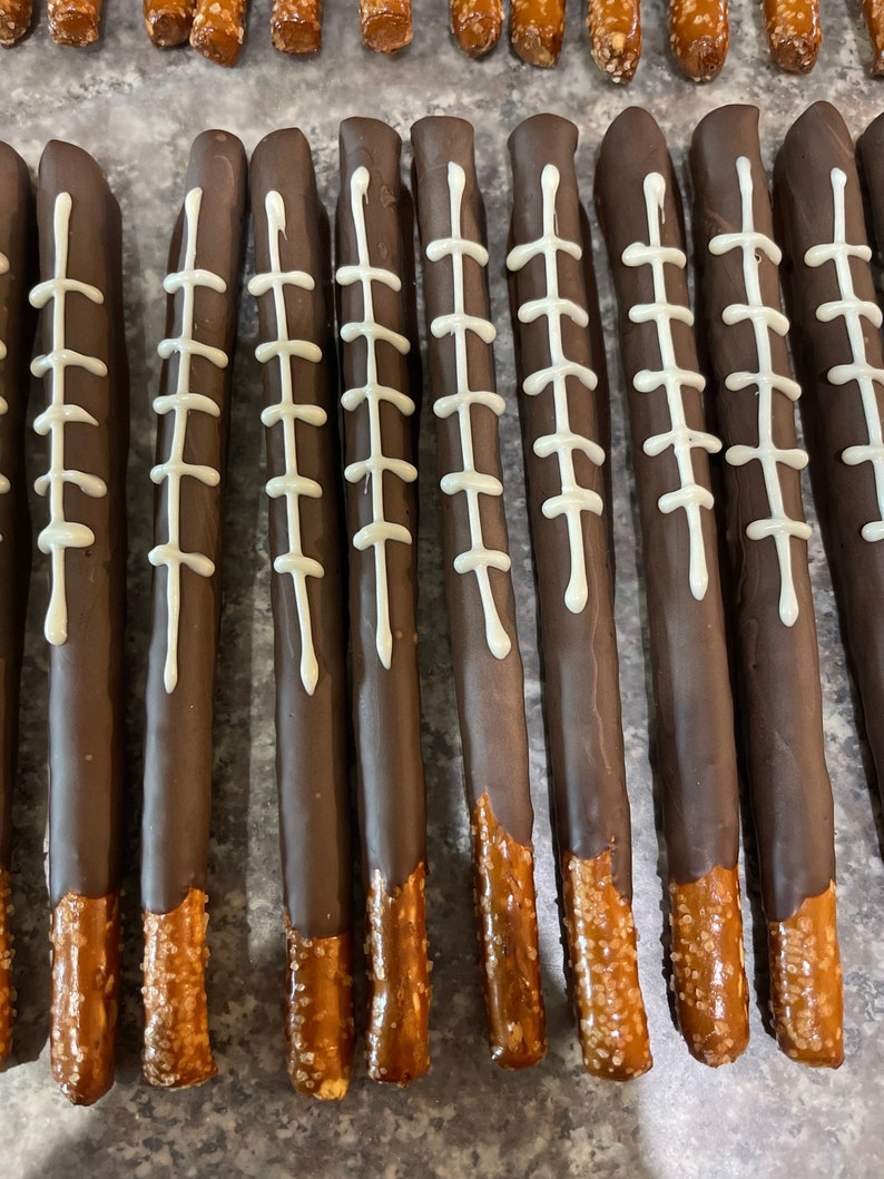 Football Chocolate Dipped Pretzel Rods Great for Football - Etsy
