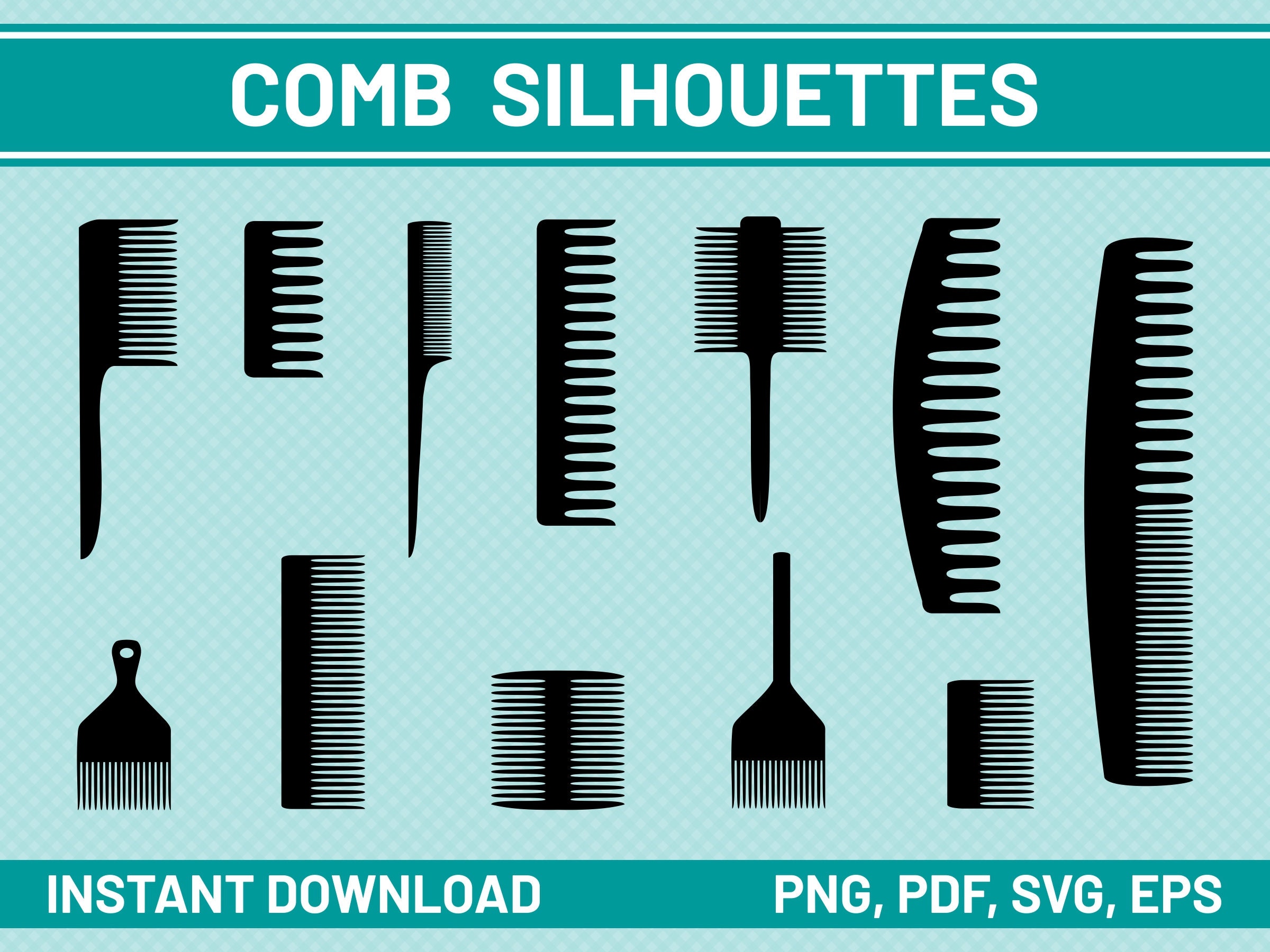 Papercraft 12 Comb SVG Files Comb Silhouettes Comb Cliparts Hair Brush ...