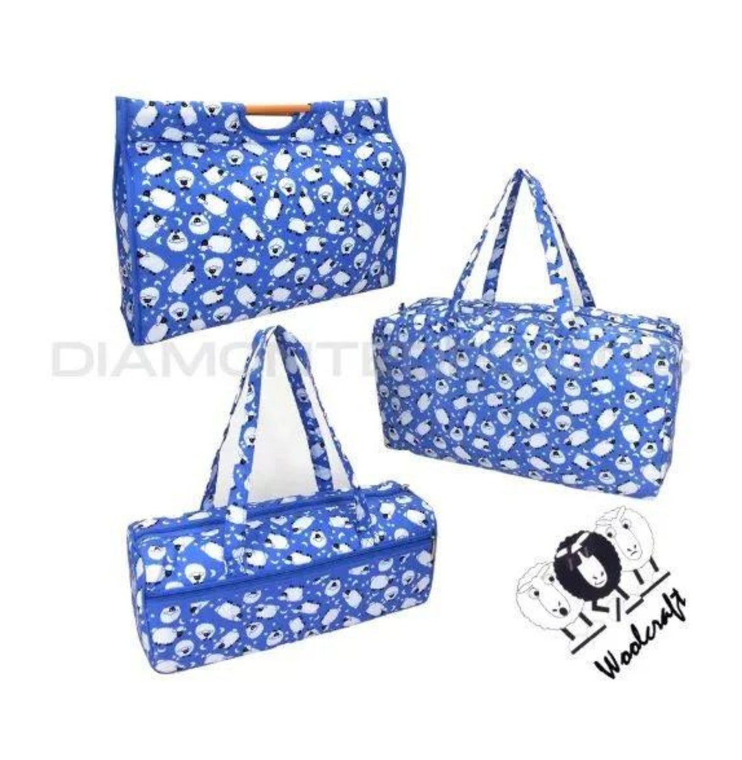 Woolcraft Knitting Storage Bag Wool Bags Yarn Craft Blue Sheep Design ...